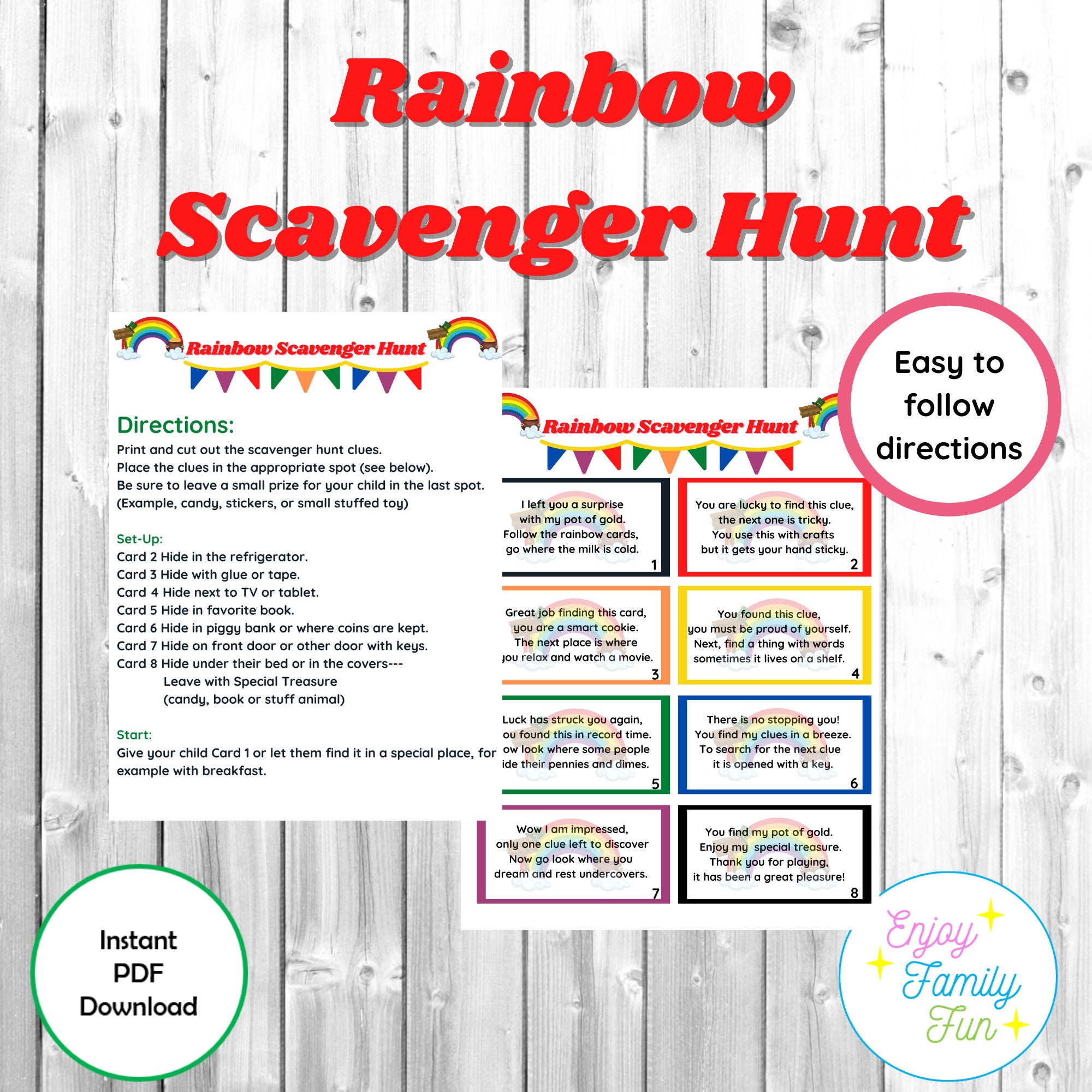 Rainbow Scavenger Hunt-st. Patrick's Hide in Clues in Homes-family Fun ...