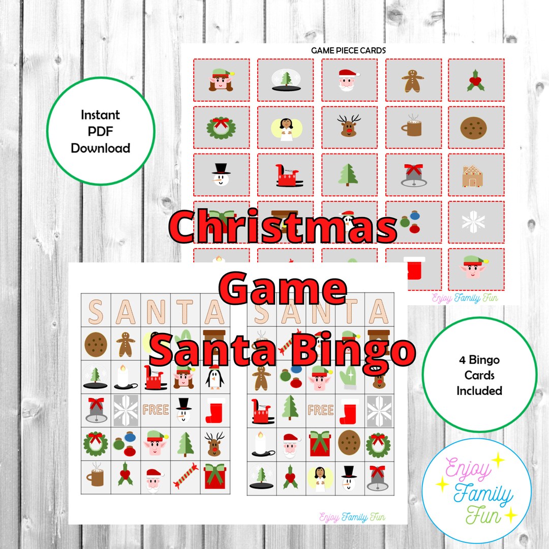 Christmas Game Santa Bingo - Etsy