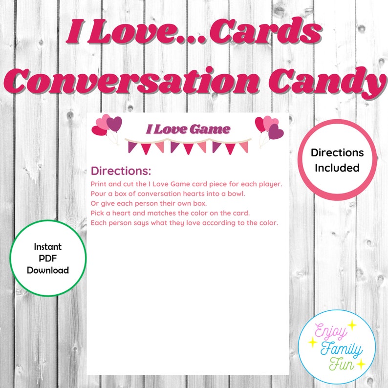 Valentine's Day Conversation Heart Game-family Time or Classroom Party ...