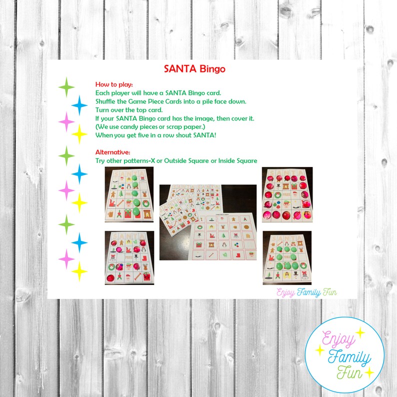 Christmas Game Santa Bingo - Etsy