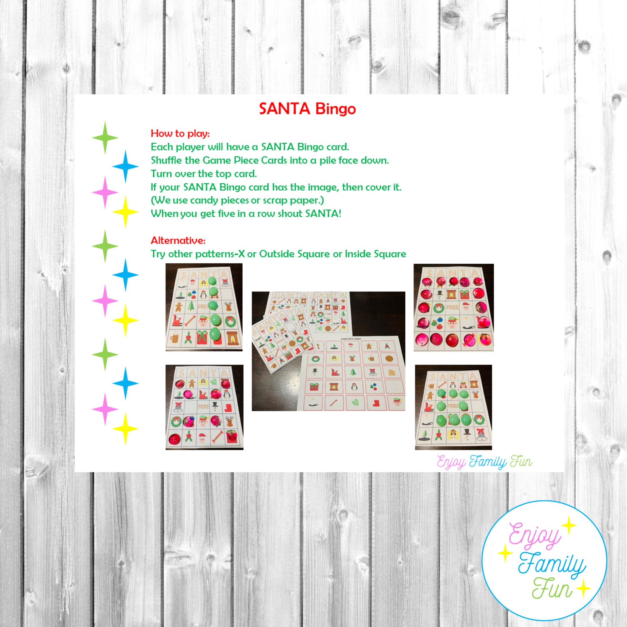 Christmas Game Santa Bingo - Etsy