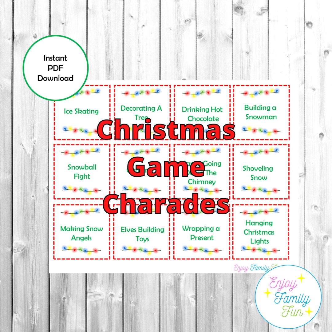 Christmas Game Charades Instant Download. 12 Printable Game Cards. Kid ...