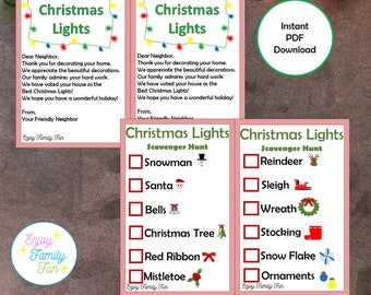 Christmas Light Scavenger Hunt Printable, Family Activity, Christmas ...