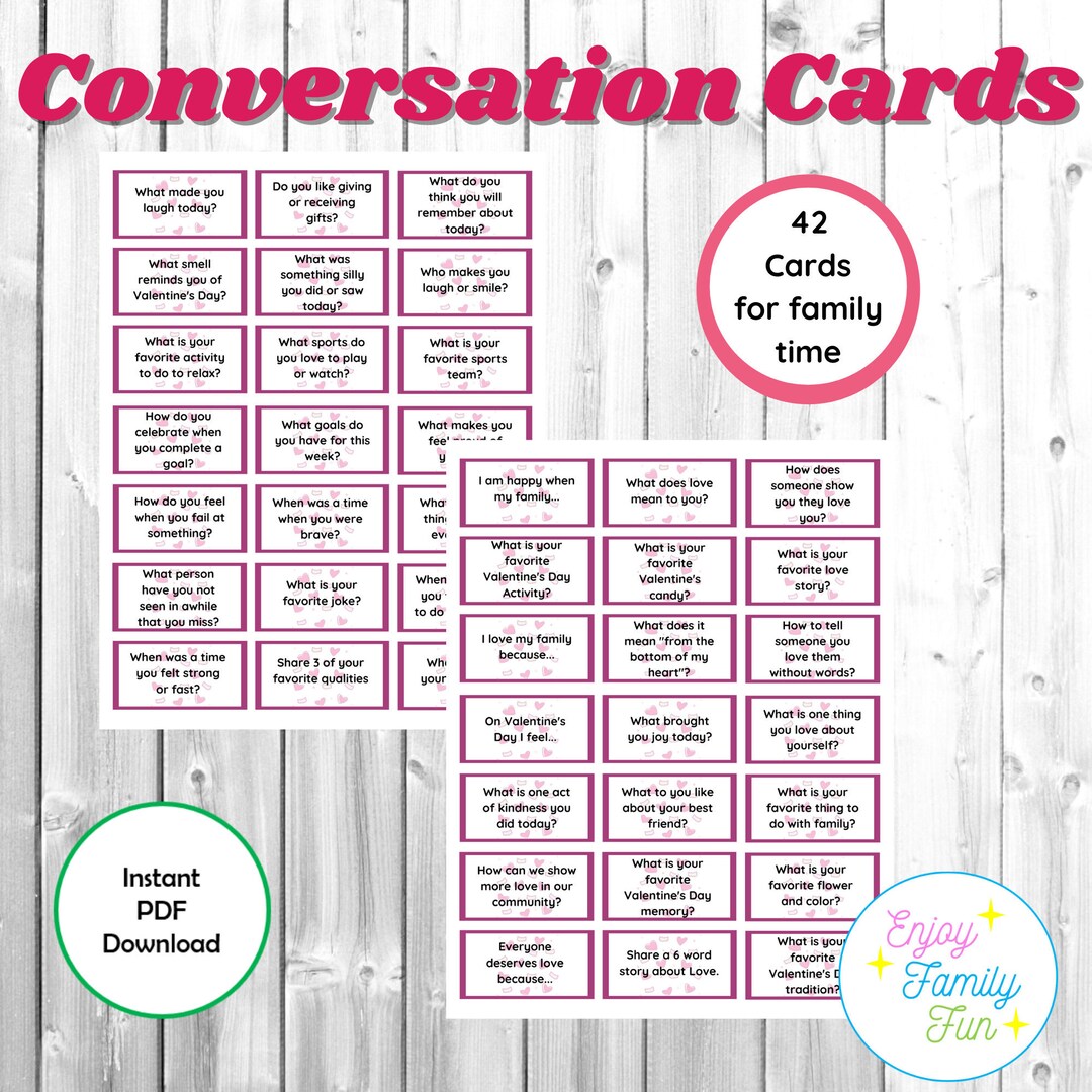 February Conversation Cards-family Dinner & Meal Time-questions to Ask ...