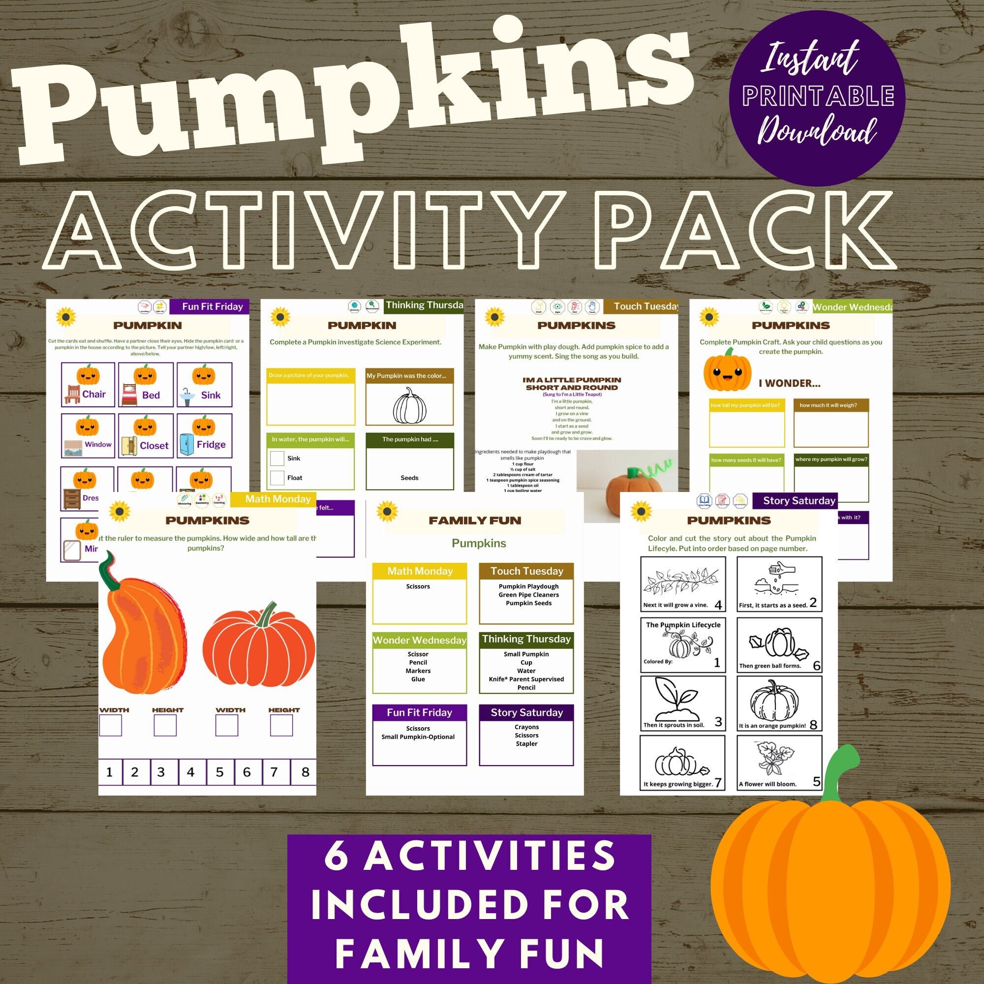 Homeschool Printable Pumpkins-hands on Activities-math Story - Etsy