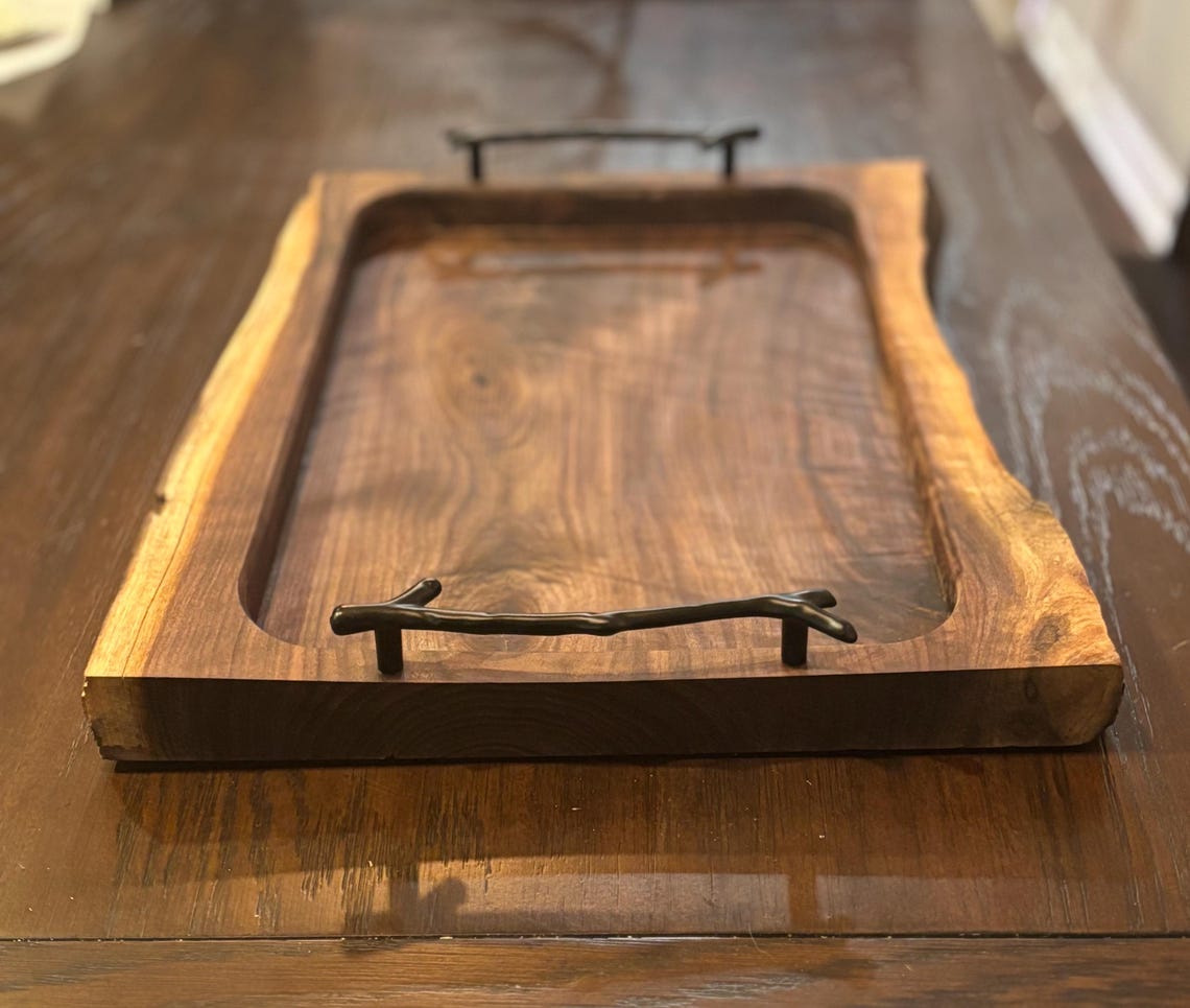 Handcrafted Walnut Slab Serving Tray - Rustic Wood Charcuterie Board - Etsy