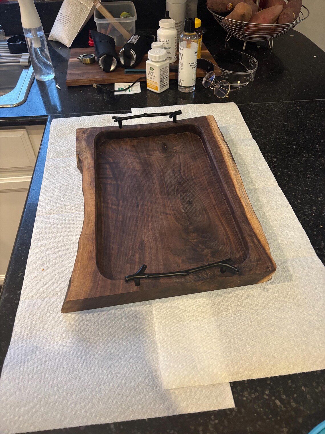 Handcrafted Walnut Slab Serving Tray - Rustic Wood Charcuterie Board - Etsy