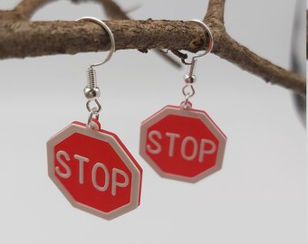Mini Stop Sign Earrings Light Weight Durable 3D Abyss Cute - Etsy