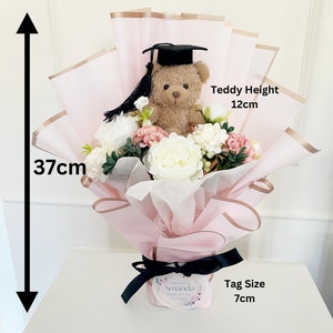 Personalised Graduation Teddy Flower Bouquet, Forever Keepsake ...