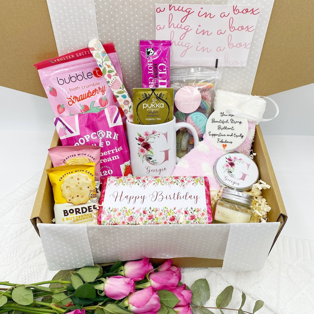 Pamper Hamper Birthday Luxury Personalised Pink Gift Treat Box, Mug ...