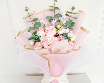 Personalised Graduation Teddy Flower Bouquet, Forever Keepsake, Artificial Flowers ...