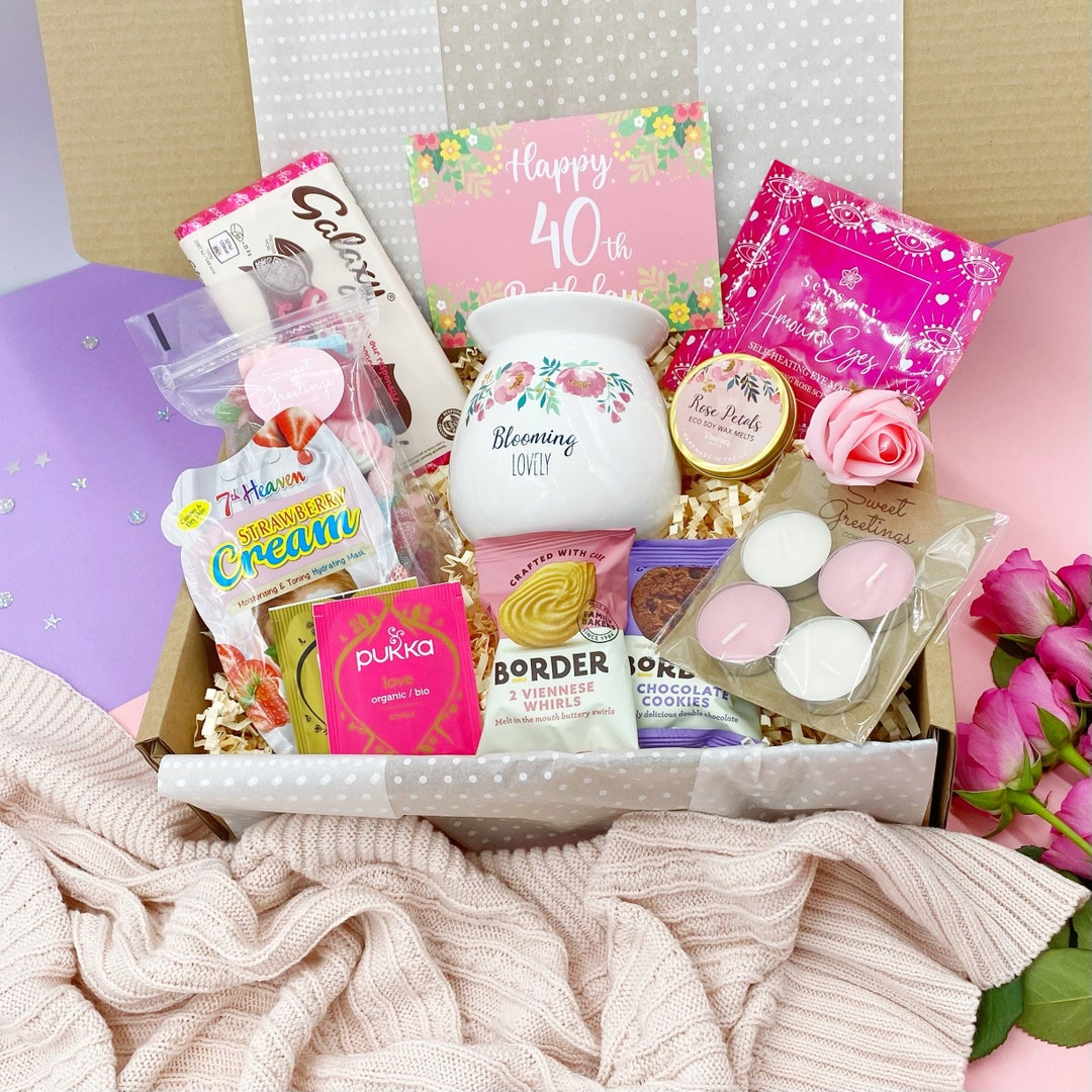 Happy 40th Birthday Pink Gift Box Pamper Hamper Spa Kit Care Package ...