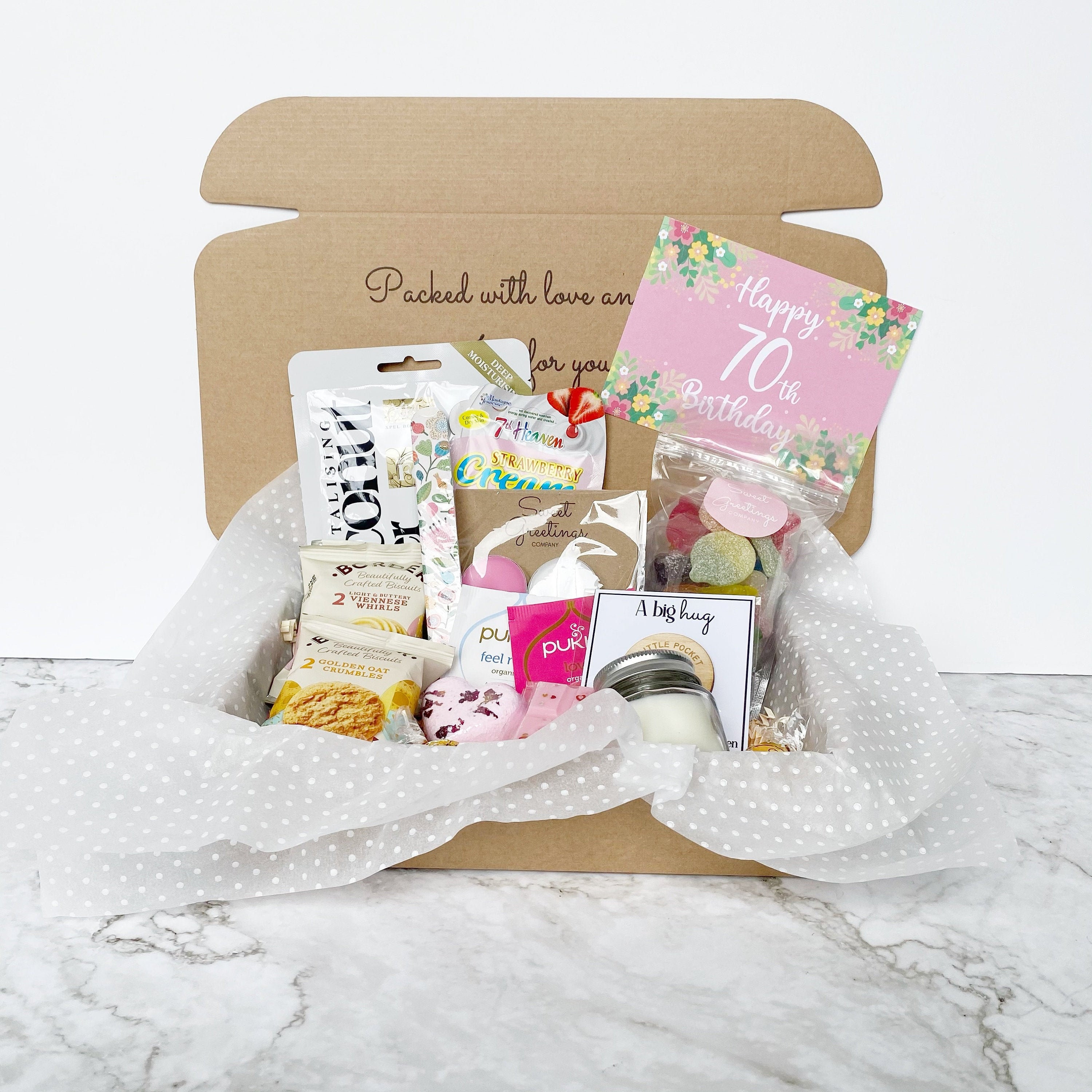 Happy 70th Birthday Pink Gift box Pamper Hamper Spa Kit | Etsy