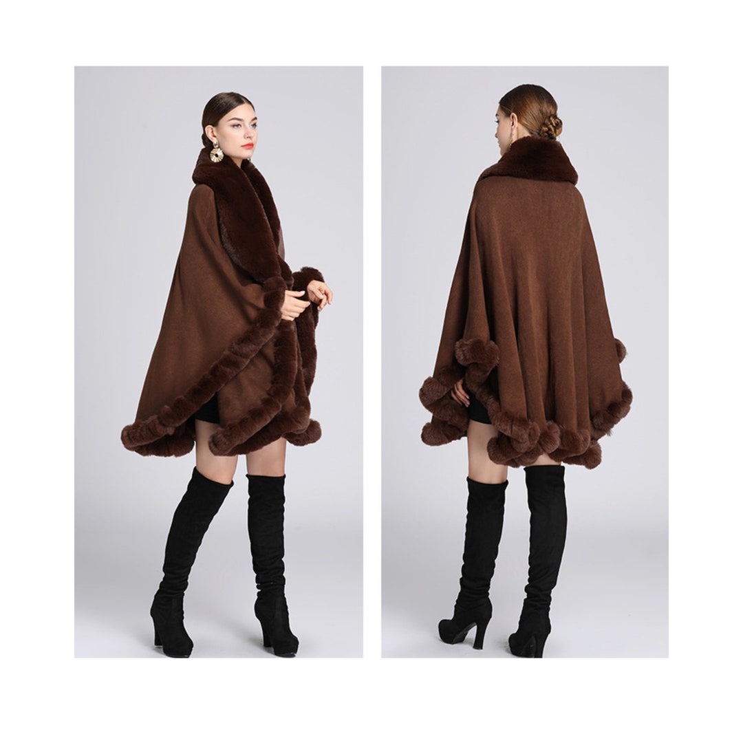 Winter Elegant Fur Coat Cape Winter Women Big Long Shawl Full - Etsy