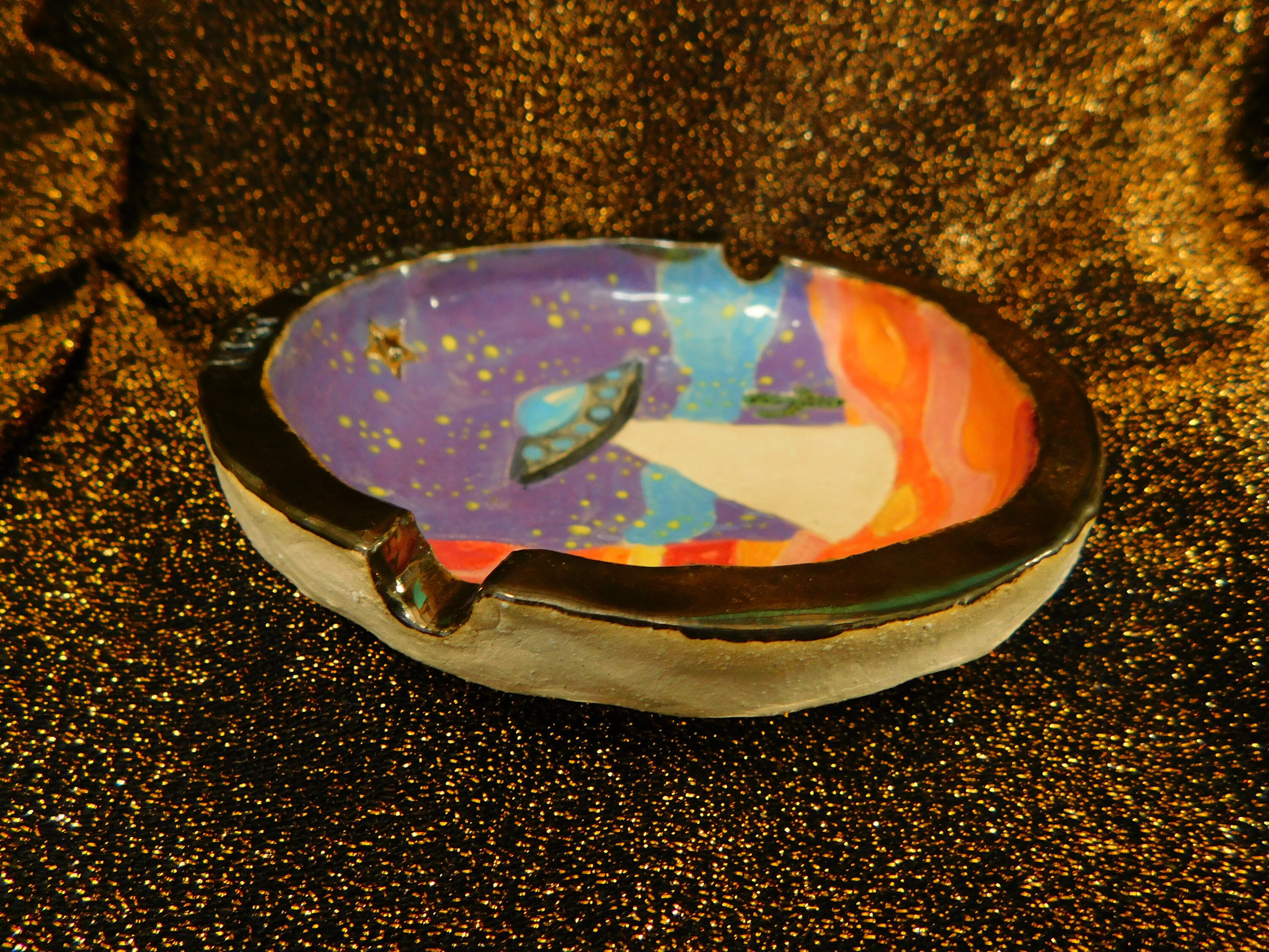 UFO 'Just Visiting' Alien Tray Handmade one of a | Etsy