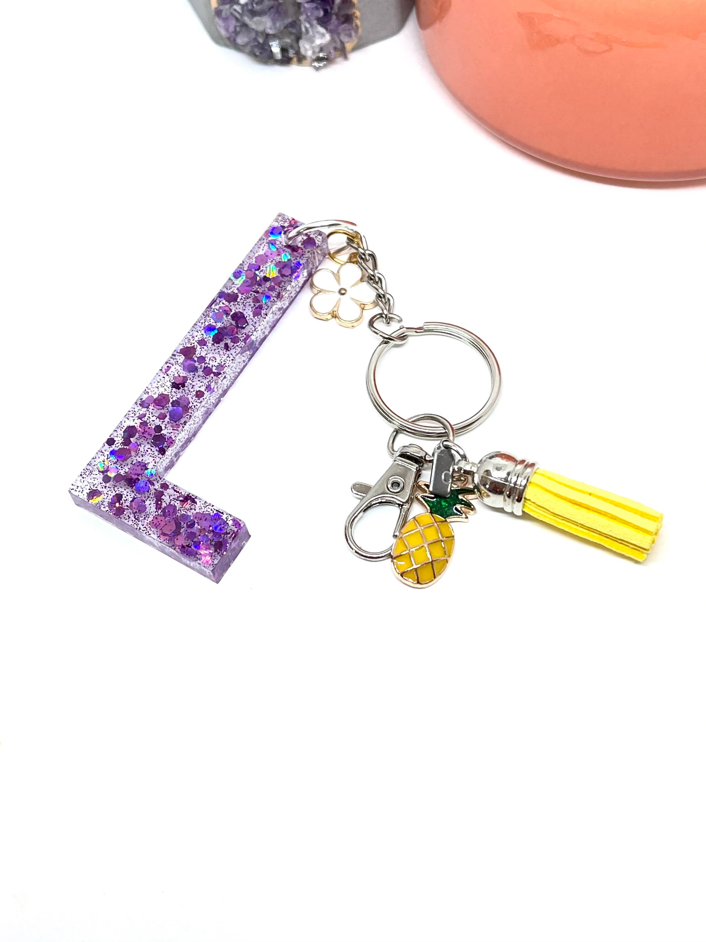 Handmade Resin Letter Keychain. Custom Initial L Keychain. | Etsy