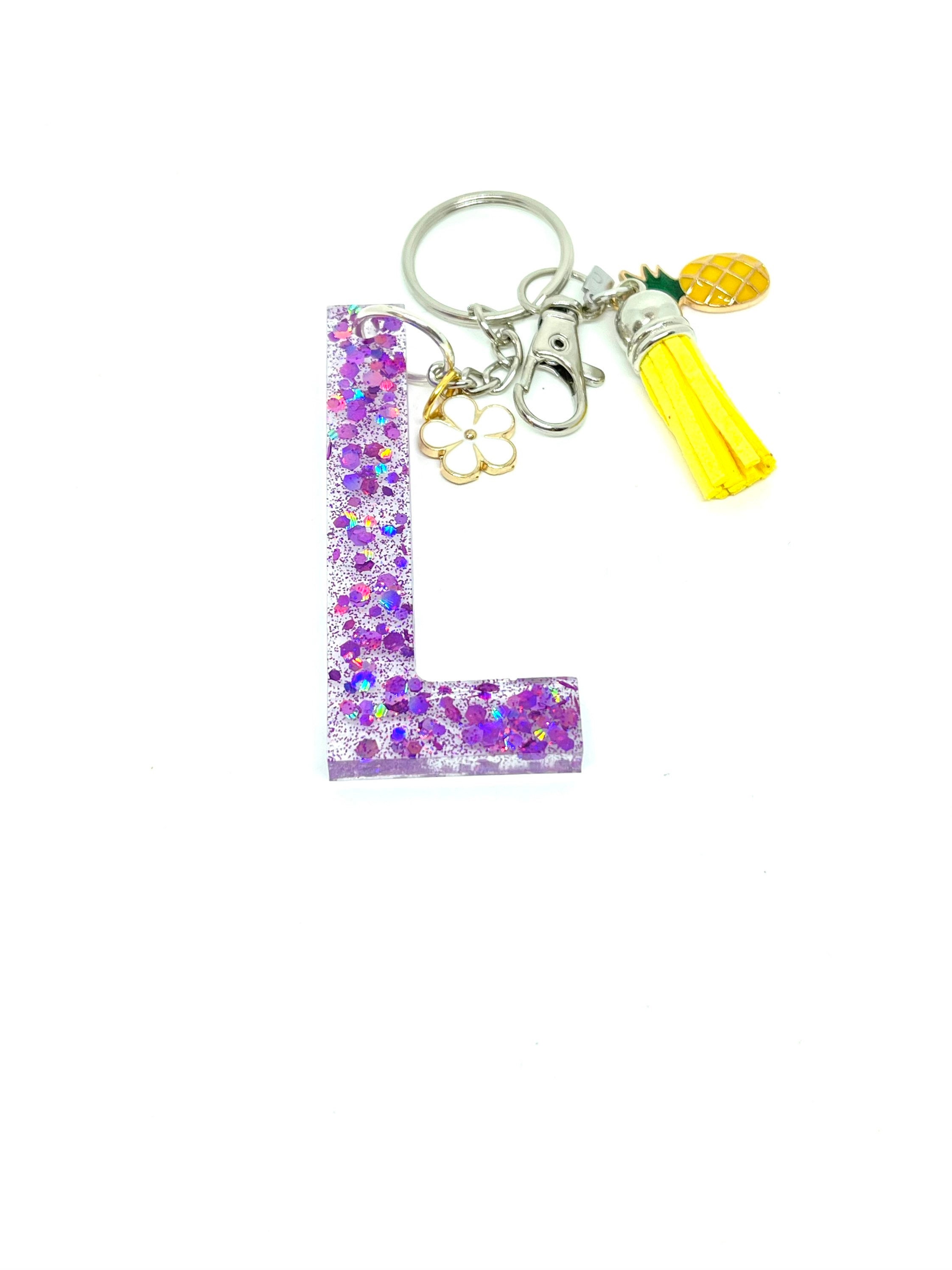 Handmade Resin Letter Keychain. Custom Initial L Keychain. | Etsy