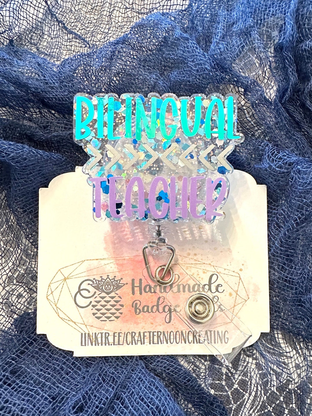 Bilingual Teacher Badge Reel Dual Language ID Holder ESL - Etsy