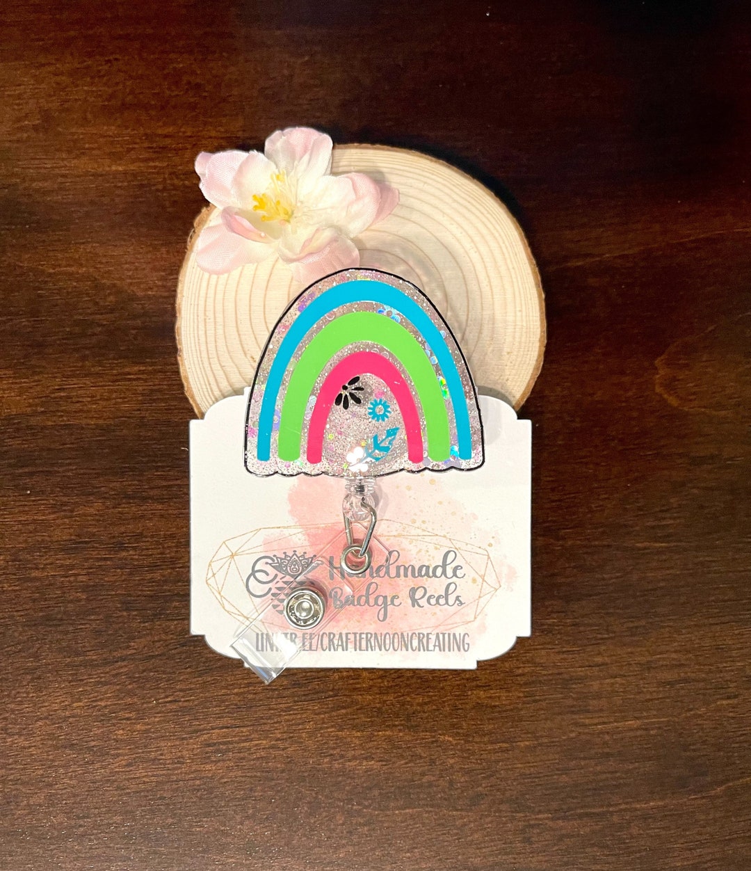 Rainbow Badge Reel, Boho Rainbow ID Card Holder, Name Tag Card Clip ...