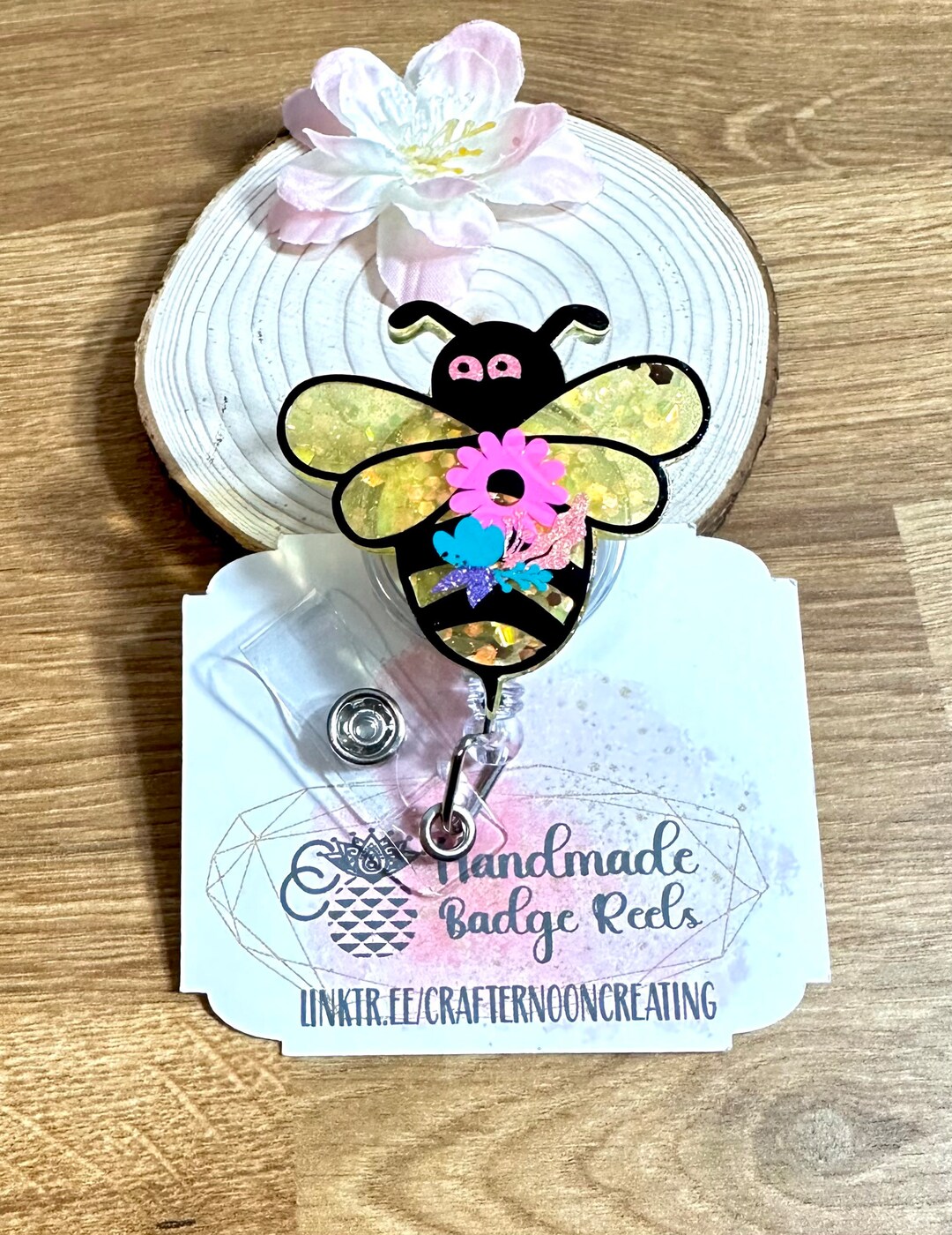 Bee & Flowers Badge Reel, Retractable Badge Holder, Nurse Gift ...