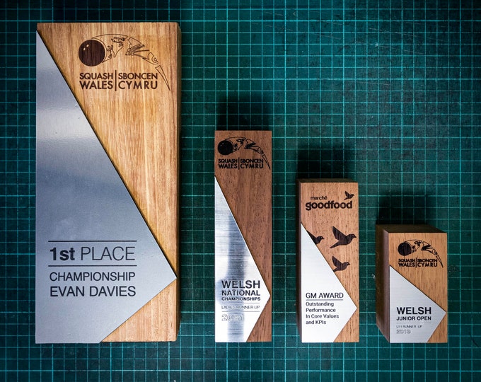 Personalised Wooden Trophy Obelisk Award Black Personalized Bespoke ...