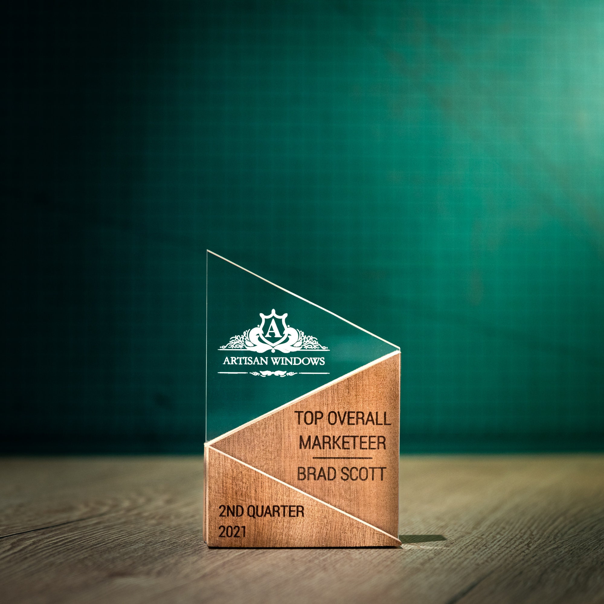 Personalized Wooden Acrylic Trophy Award Custom Design Modern - Free ...