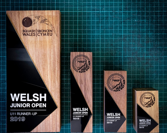 Engraved Wooden WOMAN RUNNING Trophy Award With Logo & Wording for ...