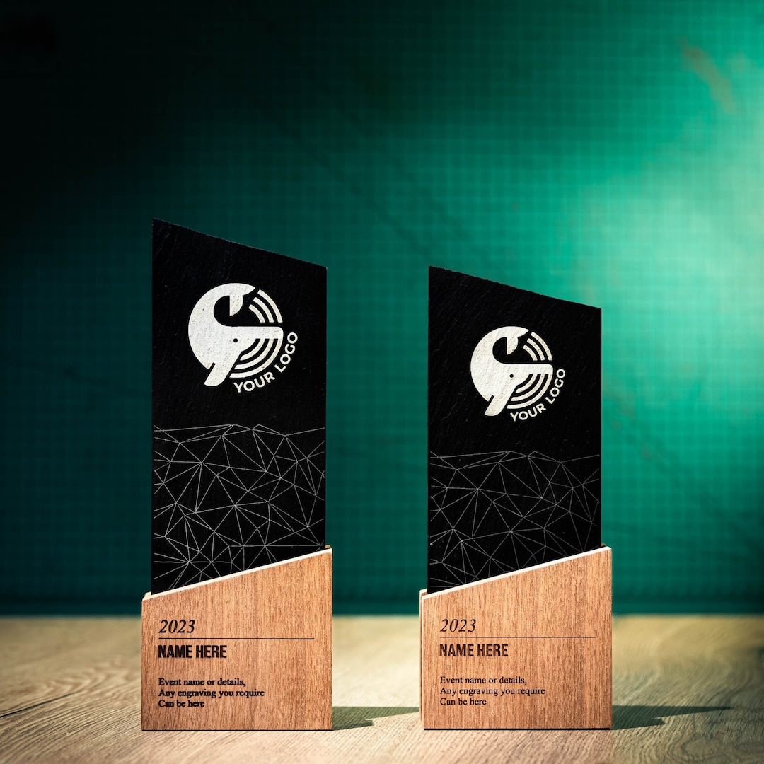 Wood and Slate BLADE Personalised Trophy Award Personalized Bespoke ...
