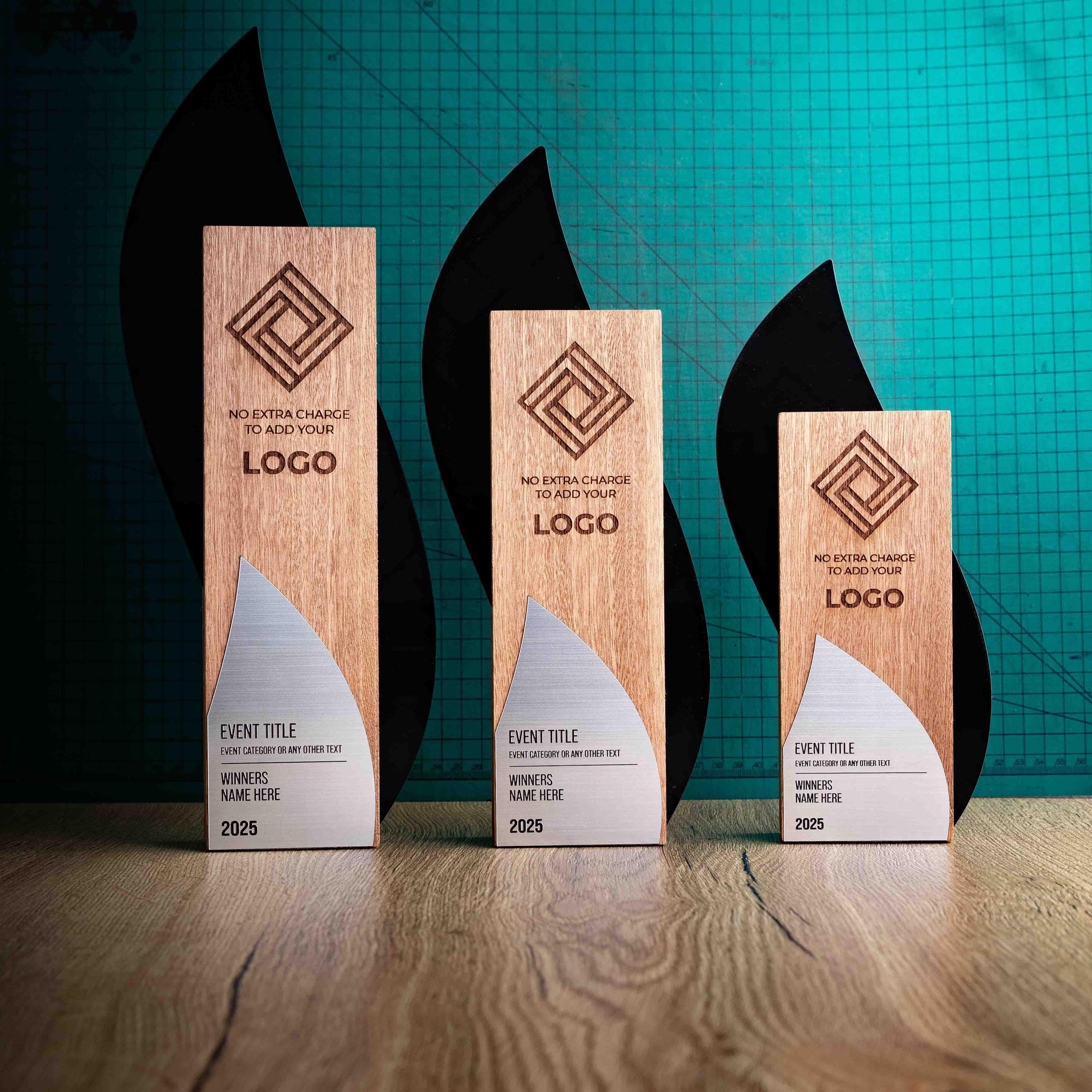 Personalised Wooden Trophy Flame Award Personalized Bespoke Design ...