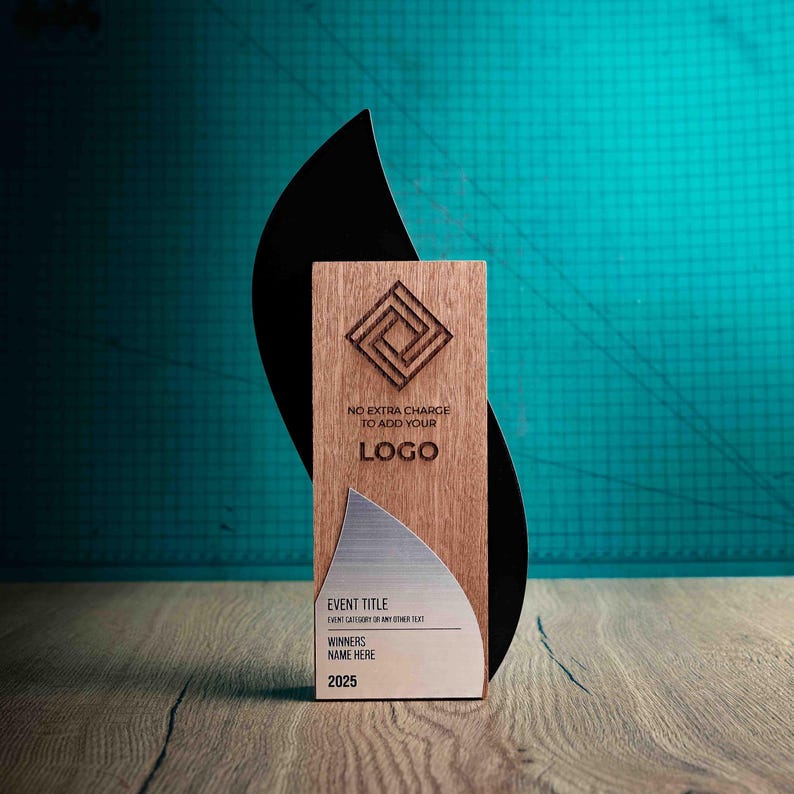 Personalised Wooden Trophy Flame Award Personalized Bespoke Design ...