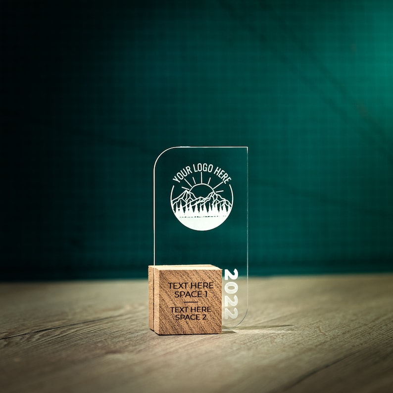 LEAF Personalised Wooden Acrylic Trophy Award Personalized - Etsy