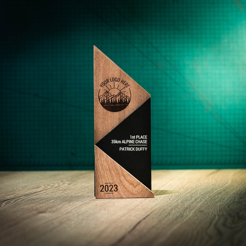 Wood and Slate PEAK Personalised Trophy Award Personalized Bespoke ...
