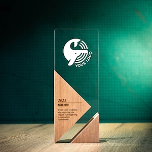 Personalised Wooden Acrylic APEX Trophy Award Personalized Bespoke ...