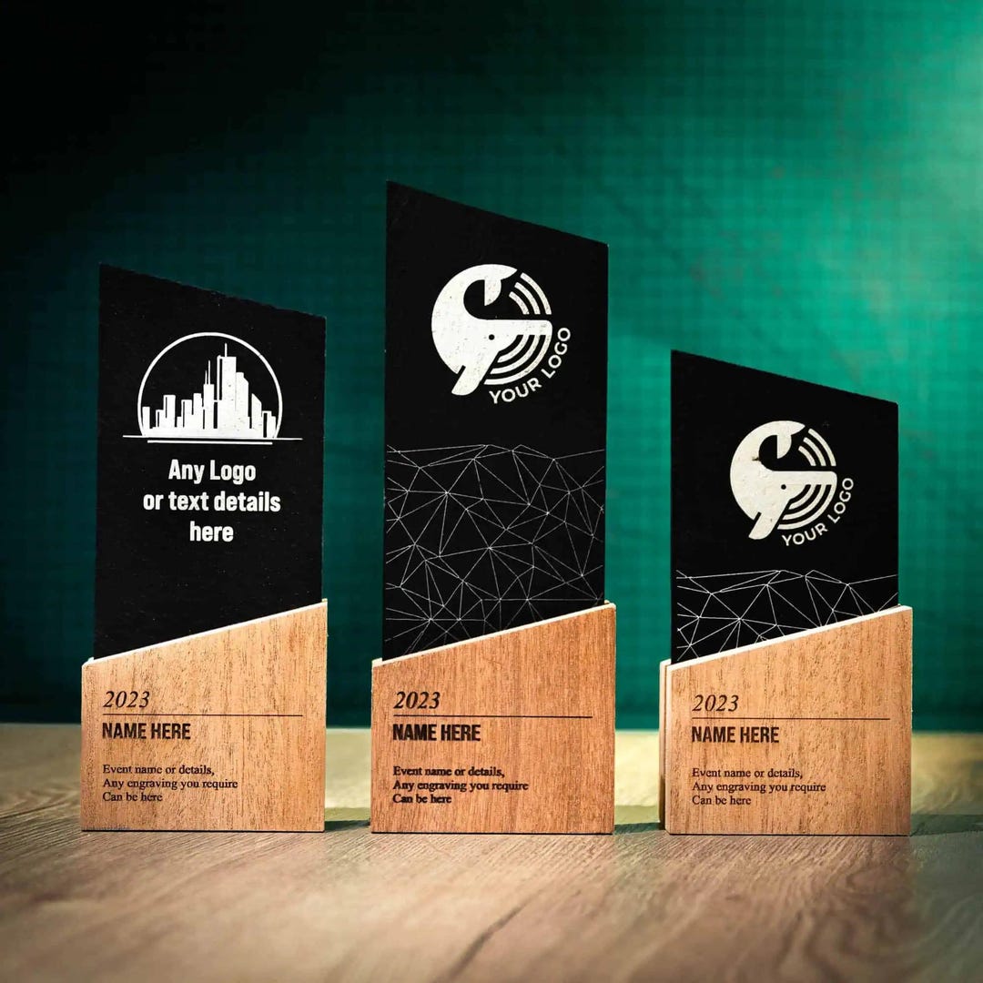 Wood and Slate BLADE Personalised Trophy Award Personalized Bespoke ...