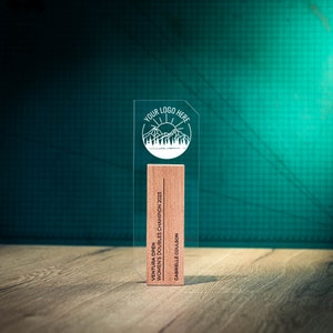 TOWER Personalised Wooden Acrylic Trophy Award Personalized Bespoke ...