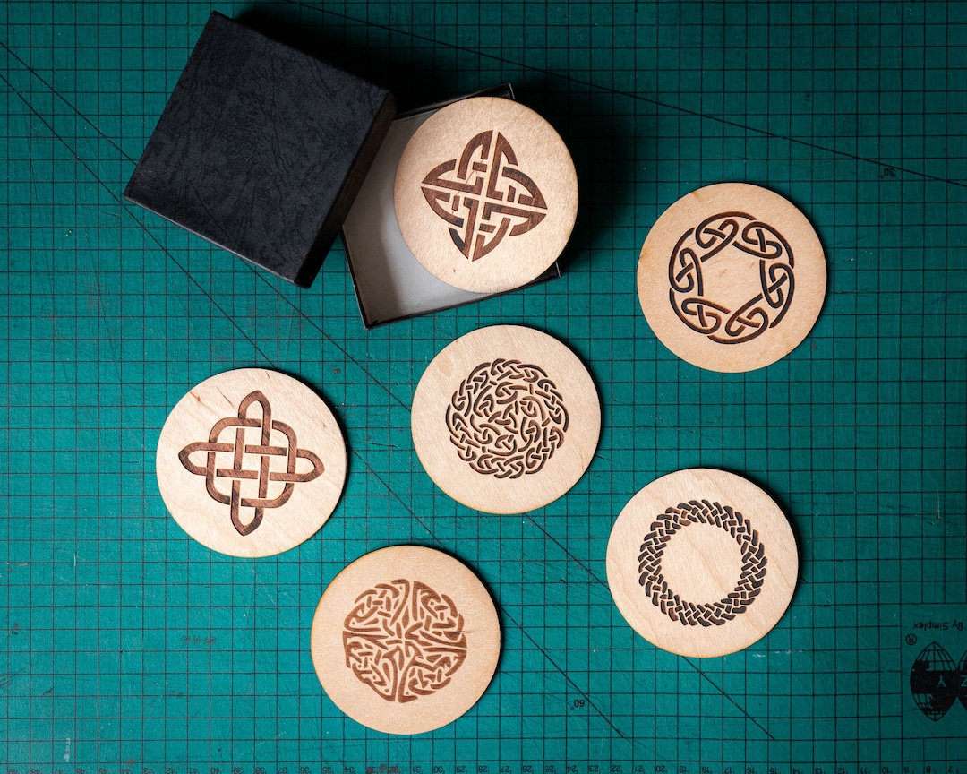 Wooden Coaster Celtic Knot Welsh Irish Traditional Pattern Engraved ...