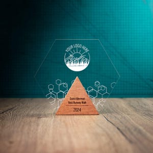 HIVE Personalised Wooden Acrylic Trophy Award Personalized Bespoke ...