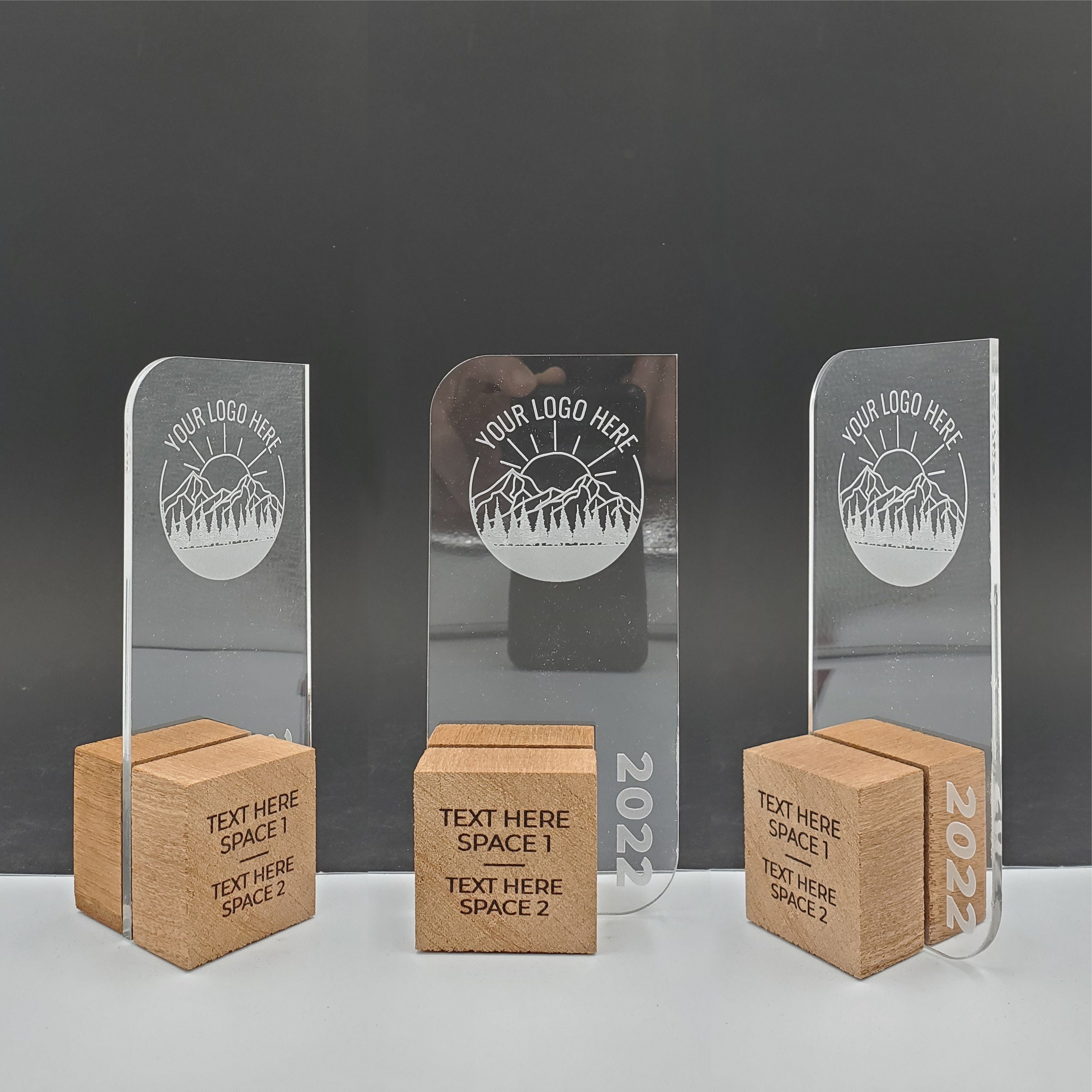 LEAF Personalised Wooden Acrylic Trophy Award Personalized - Etsy