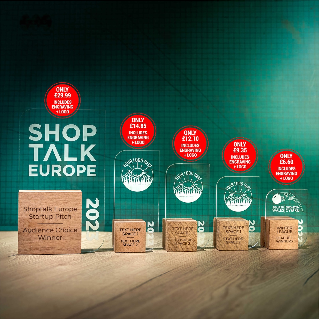 LEAF Personalised Wooden Acrylic Trophy Award Personalized Bespoke ...