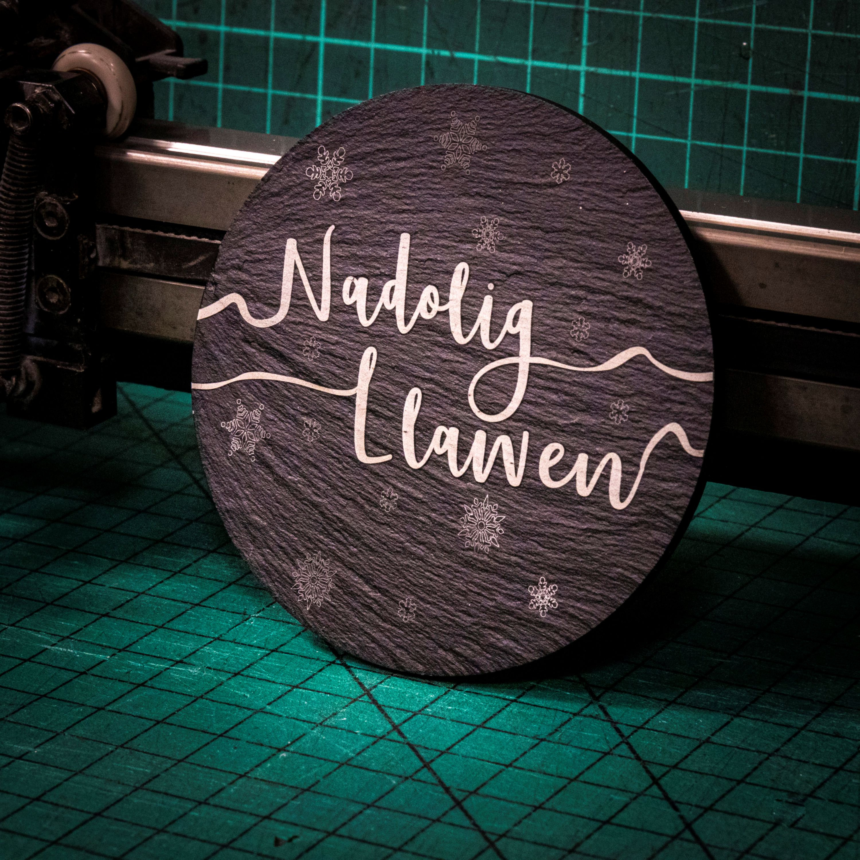 Welsh Slate Christmas Coaster Welsh Language Gift Xmas Nadolig Llawen ...