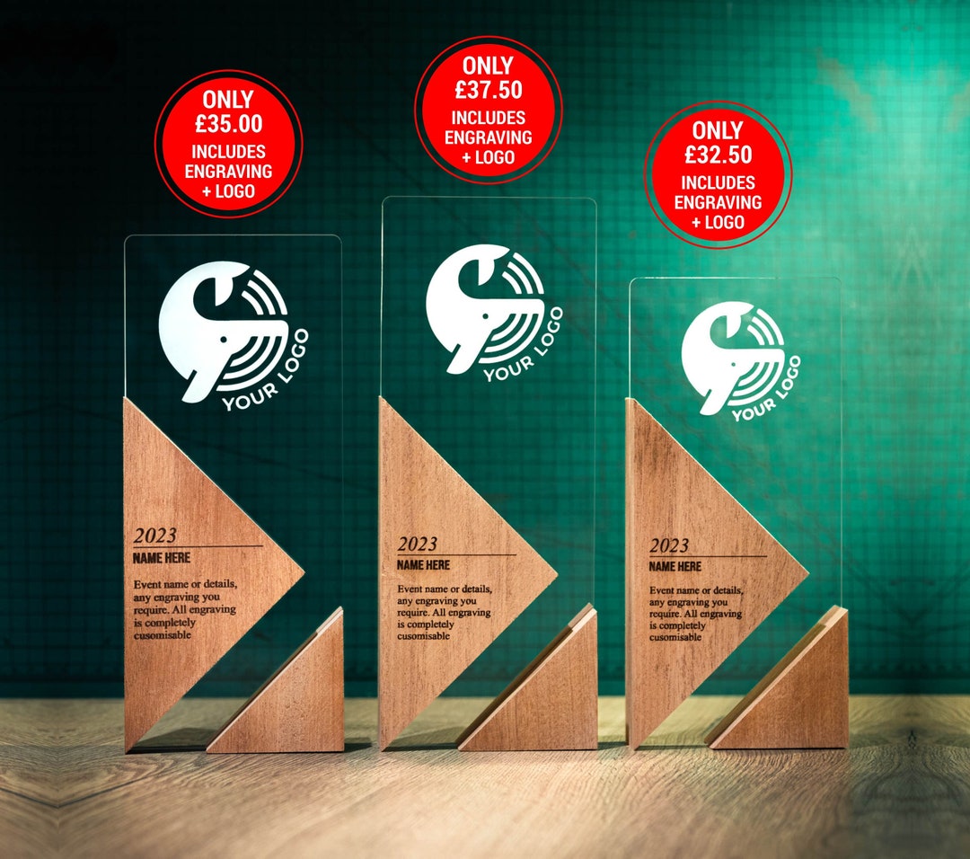 Personalised Wooden Acrylic APEX Trophy Award Personalized Bespoke ...