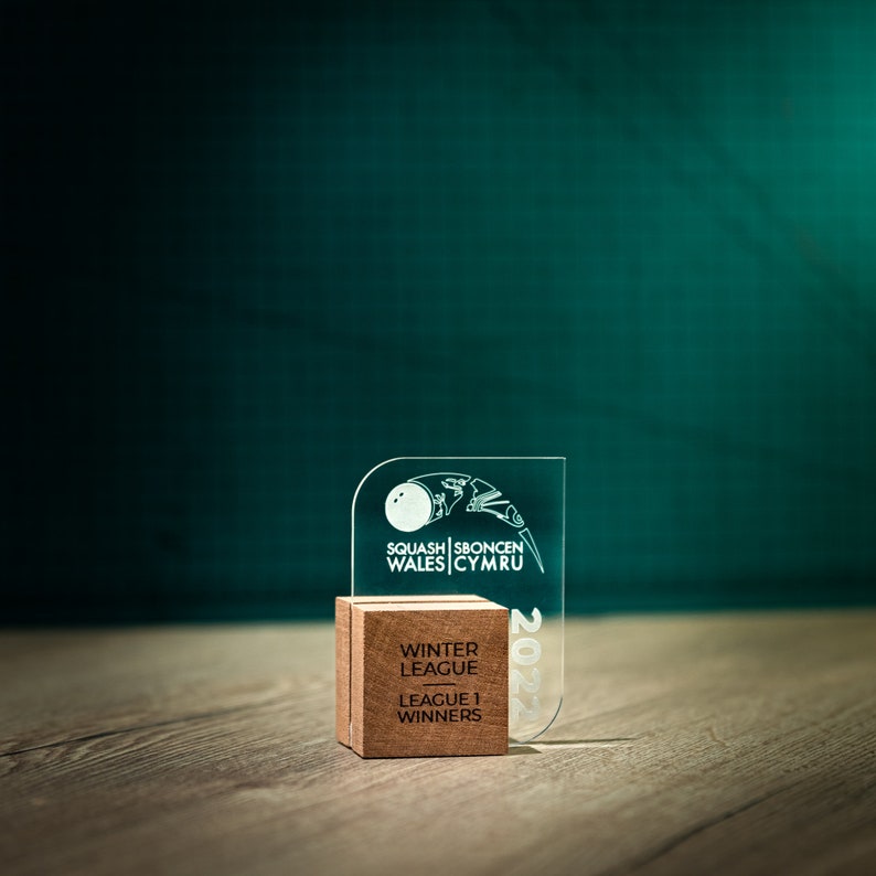 LEAF Personalised Wooden Acrylic Trophy Award Personalized - Etsy