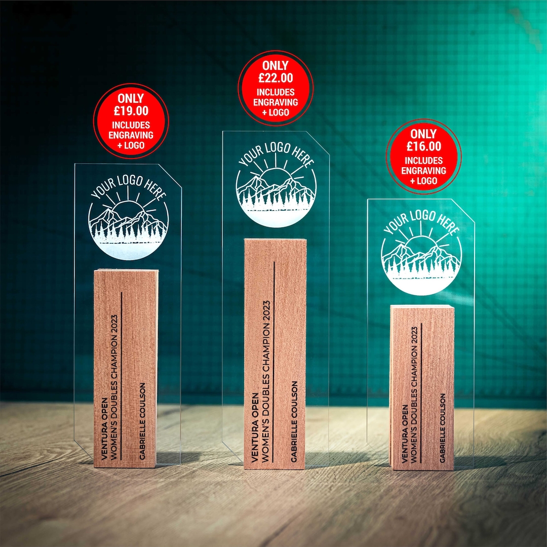 TOWER Personalised Wooden Acrylic Trophy Award Personalized Bespoke ...