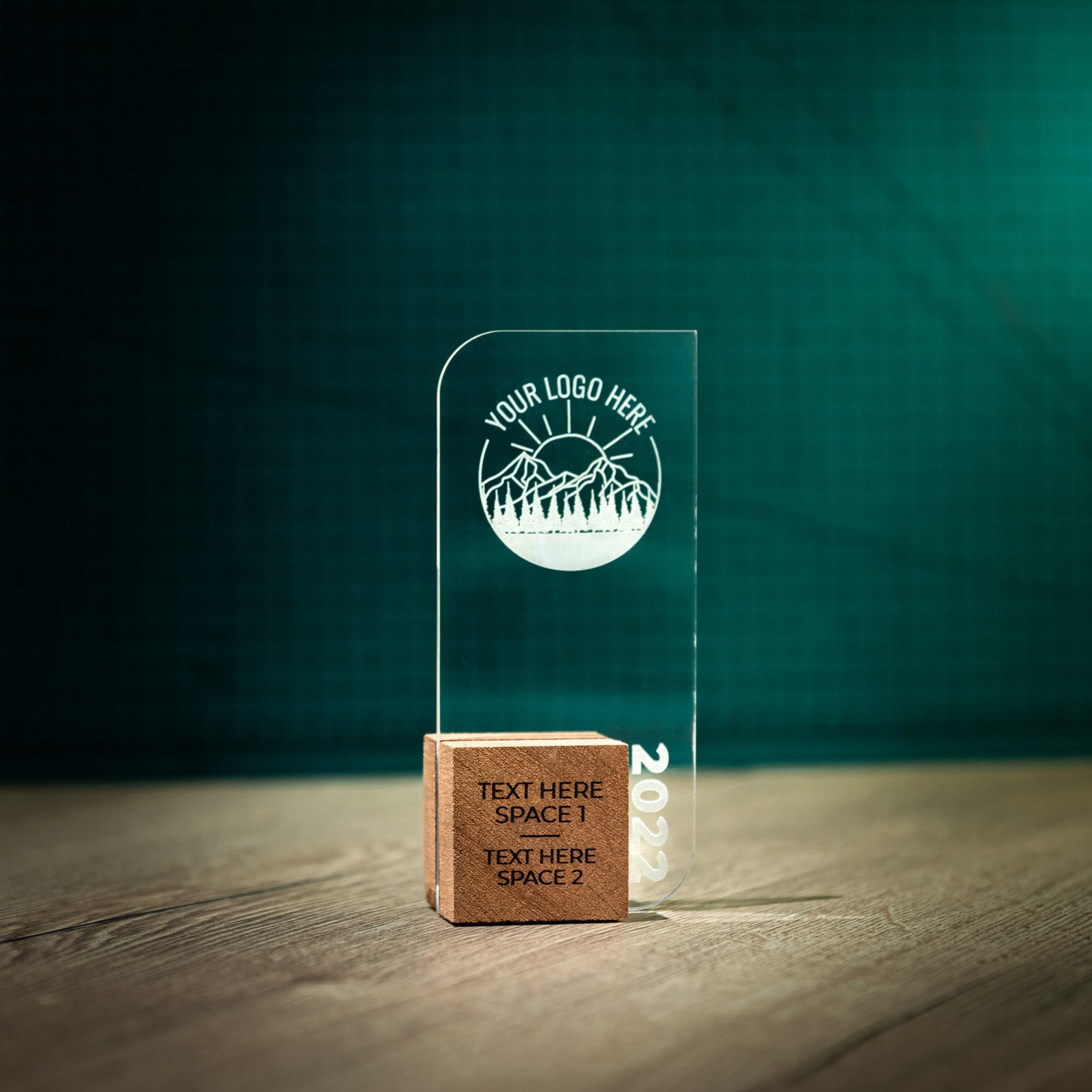 LEAF Personalised Wooden Acrylic Trophy Award Personalized Bespoke ...