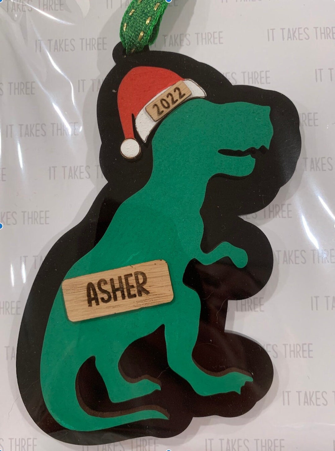Santa T-rex Name Ornament SVG File | Laser Cut File | Glowforge SVG ...