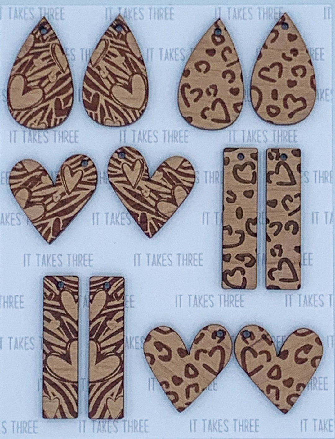 Animal Print & Heart Earring SVG Files | 6 Designs| Laser Cut Files ...