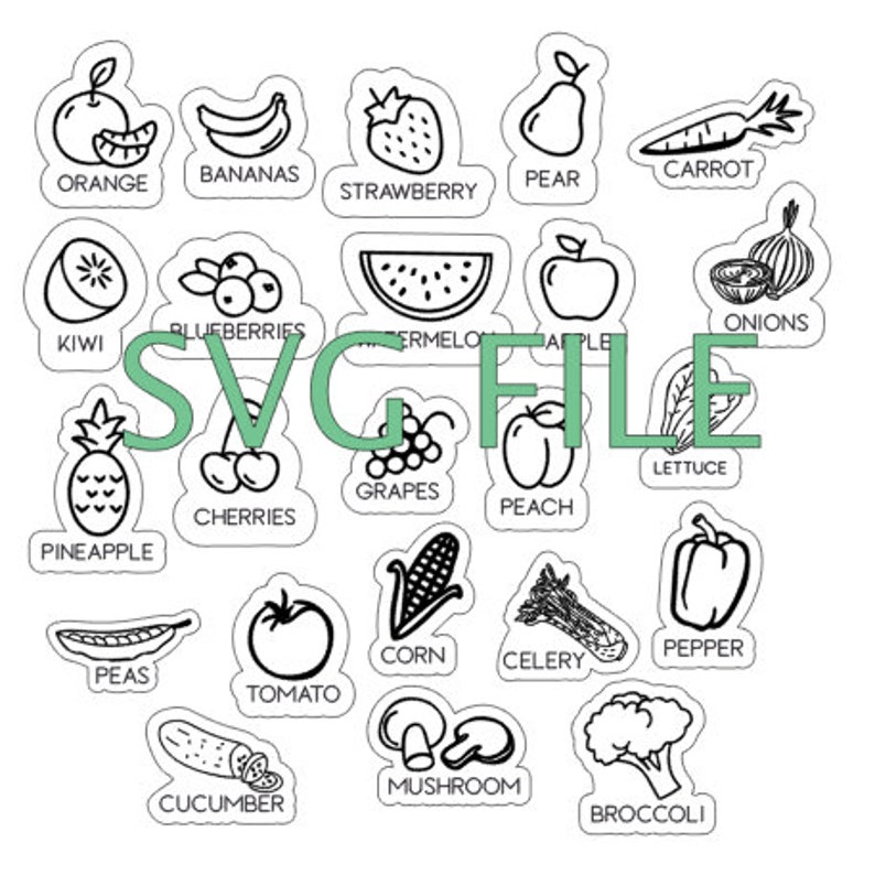 Fruit and Veggie Cutout SVG File | Perfect for Magnets| Glowforge Ready ...