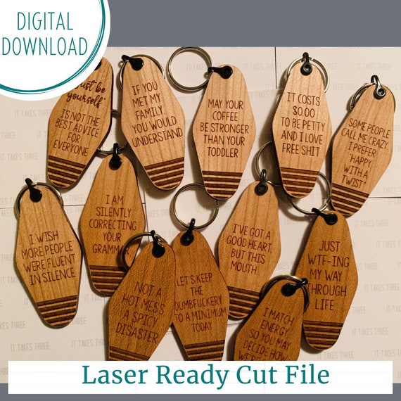 Snarky Keychain SVG File 15 Options Included Laser Cut - Etsy