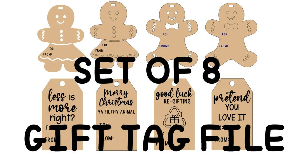 Funny Christmas Gift Tag SVG File | Set of 8 Designs | Glowforge SVG ...