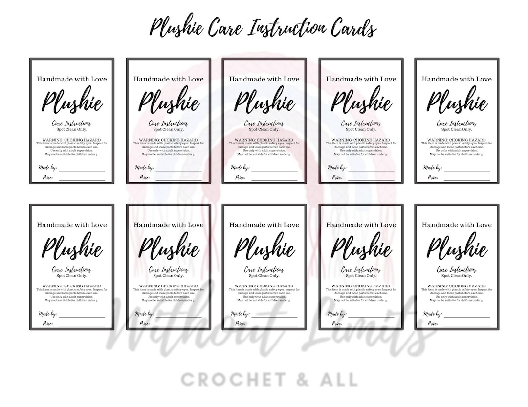 Plushie Care Cards - Etsy